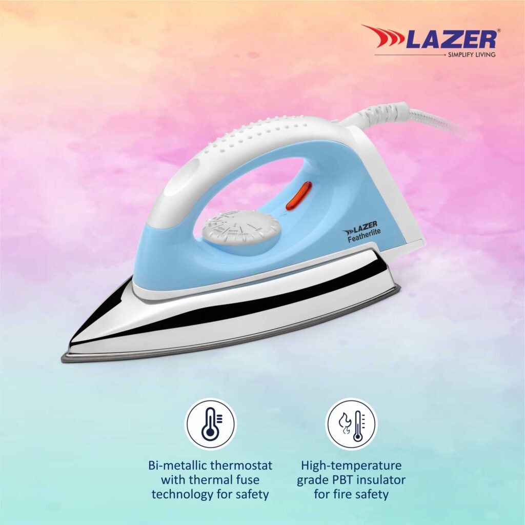 Lazer Featherlite Dry Iron | 220 Volts | 1000 Watt Light Weight (Sky ...