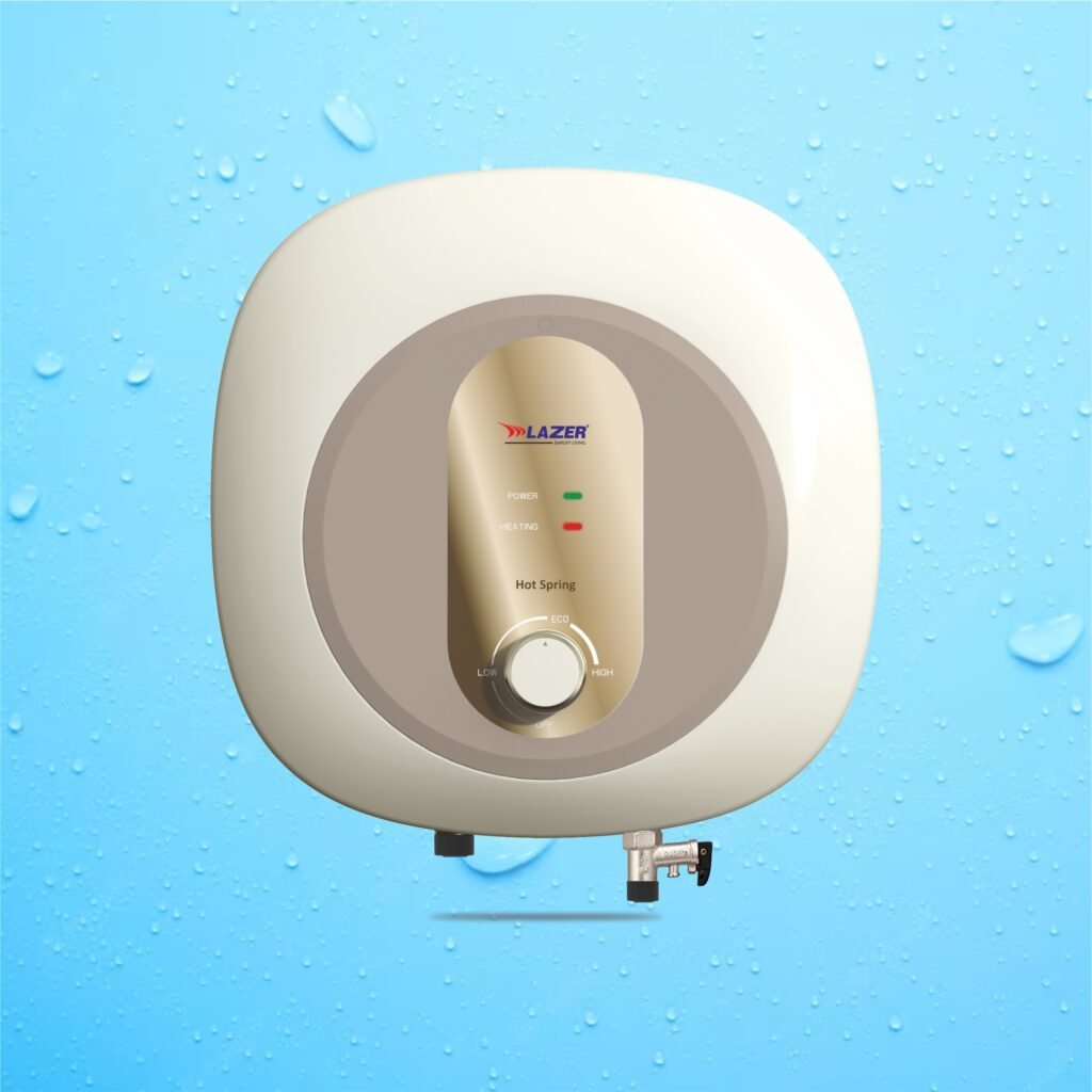 Lazer Hot Spring Storage Water Geyser Vertical Glasslined 5 Star,Ivory