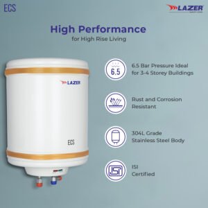 Lazer ECS Storage Water Geyser Vertical, Ivory